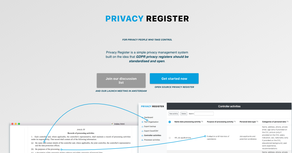Privacy Register: an intentionally simple privacy management system